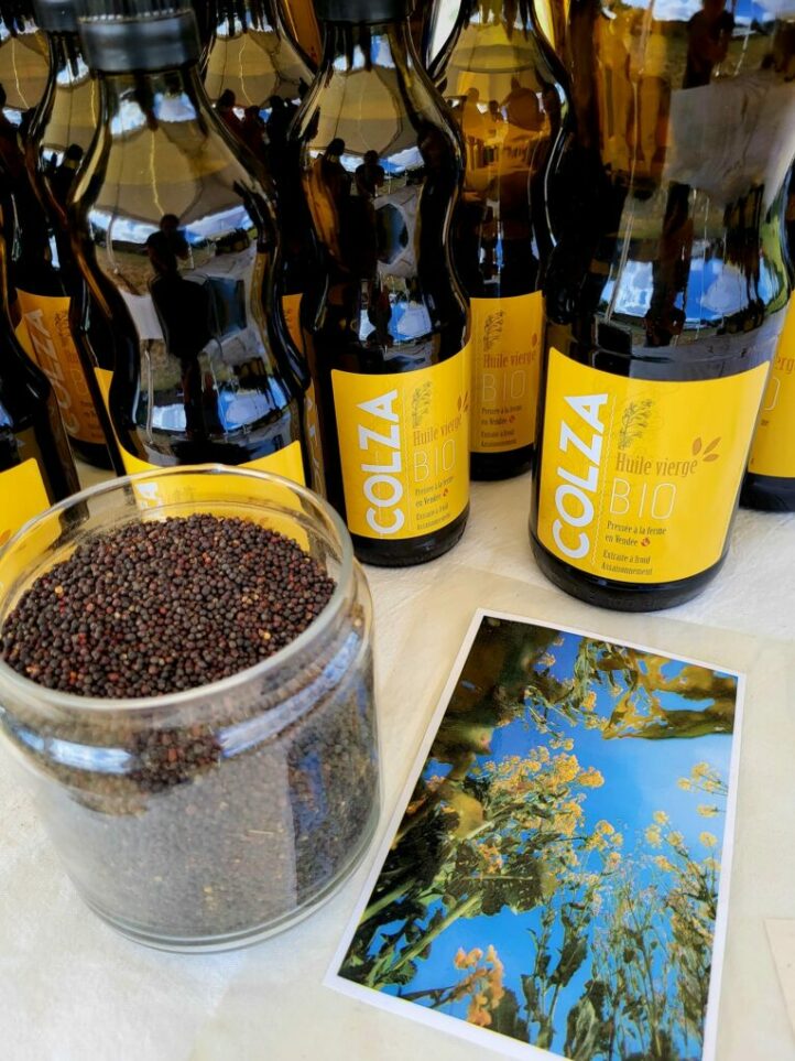 Huile de colza bio vierge, producteur avec première pression à froid